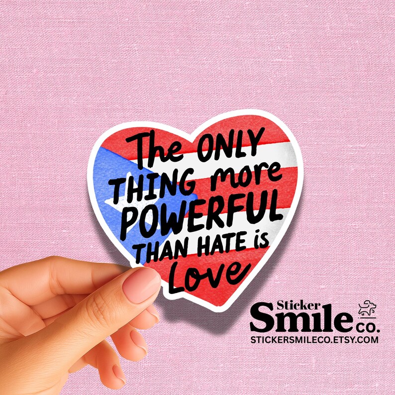 Love Over Hate Heart Sticker | Puerto Rico Flag Vinyl Decal - Etsy