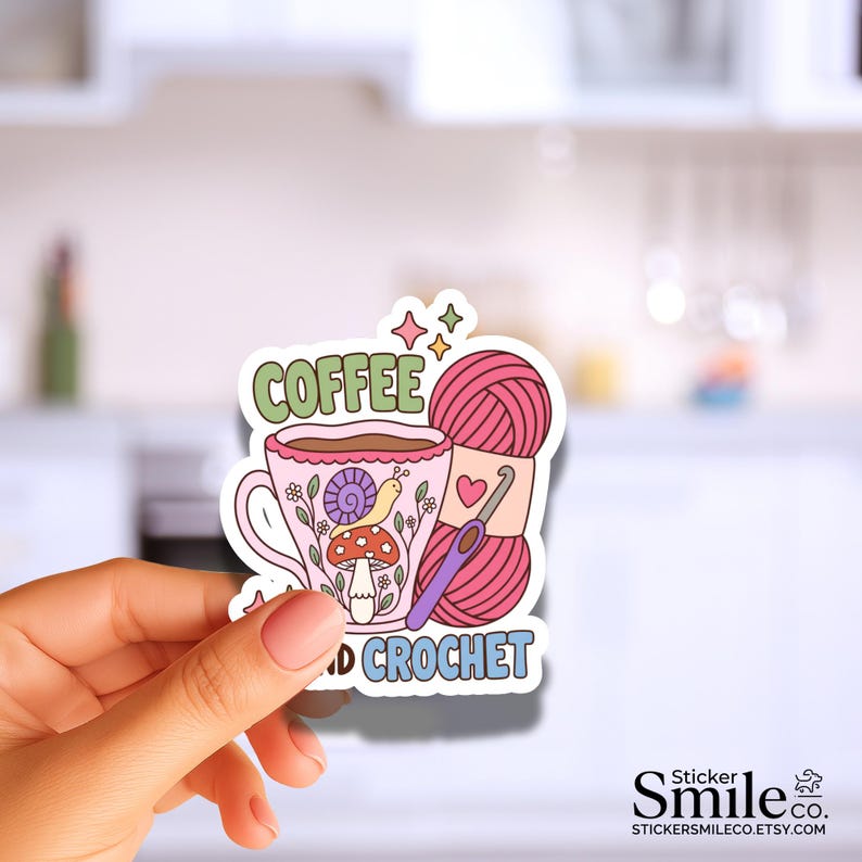 Coffee and Crochet Sticker | Crochet Lover Vinyl Decal - Etsy