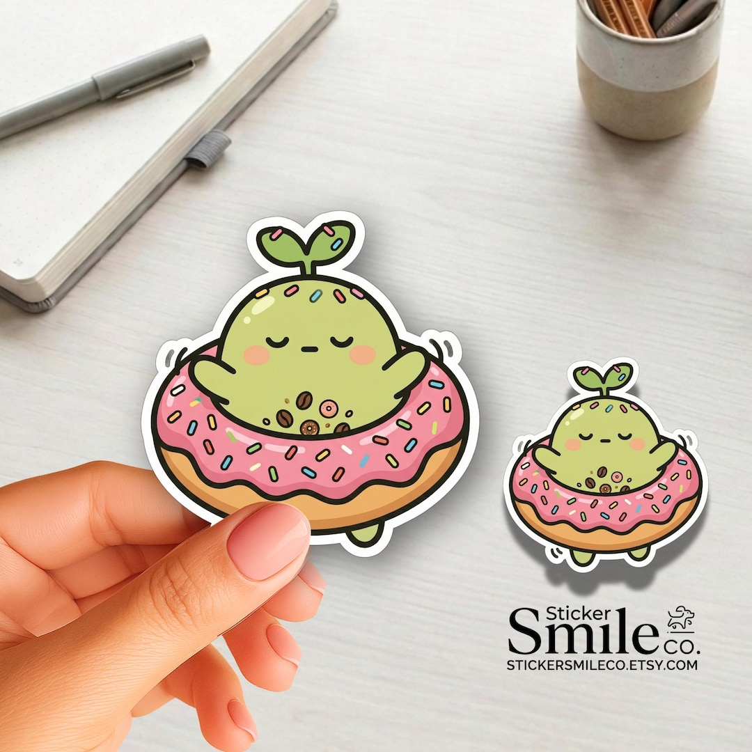 Sprout Sticker Donut Waterproof Vinyl Decal for Laptop Water Bottle ...