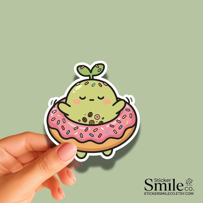 Sprout Sticker Donut Waterproof Vinyl Decal for Laptop Water Bottle ...