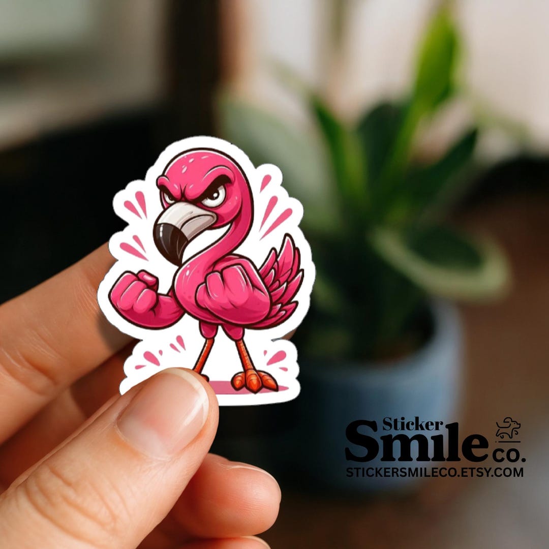 Funny Flamingo Sticker — Kawaii Angry Bird Vinyl Decal - Etsy