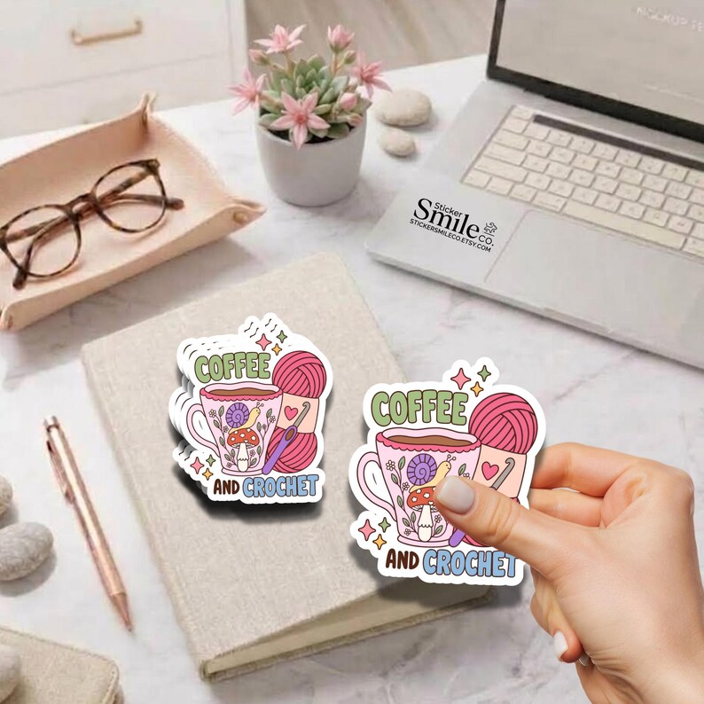 Coffee and Crochet Sticker | Crochet Lover Vinyl Decal - Etsy