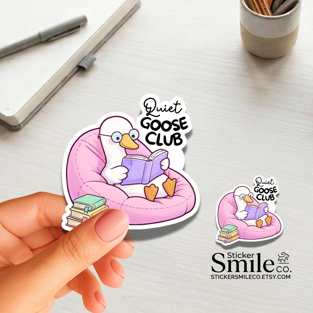 Bookish Goose Sticker | Reader Vinyl Decal for Kindle Laptop Water ...