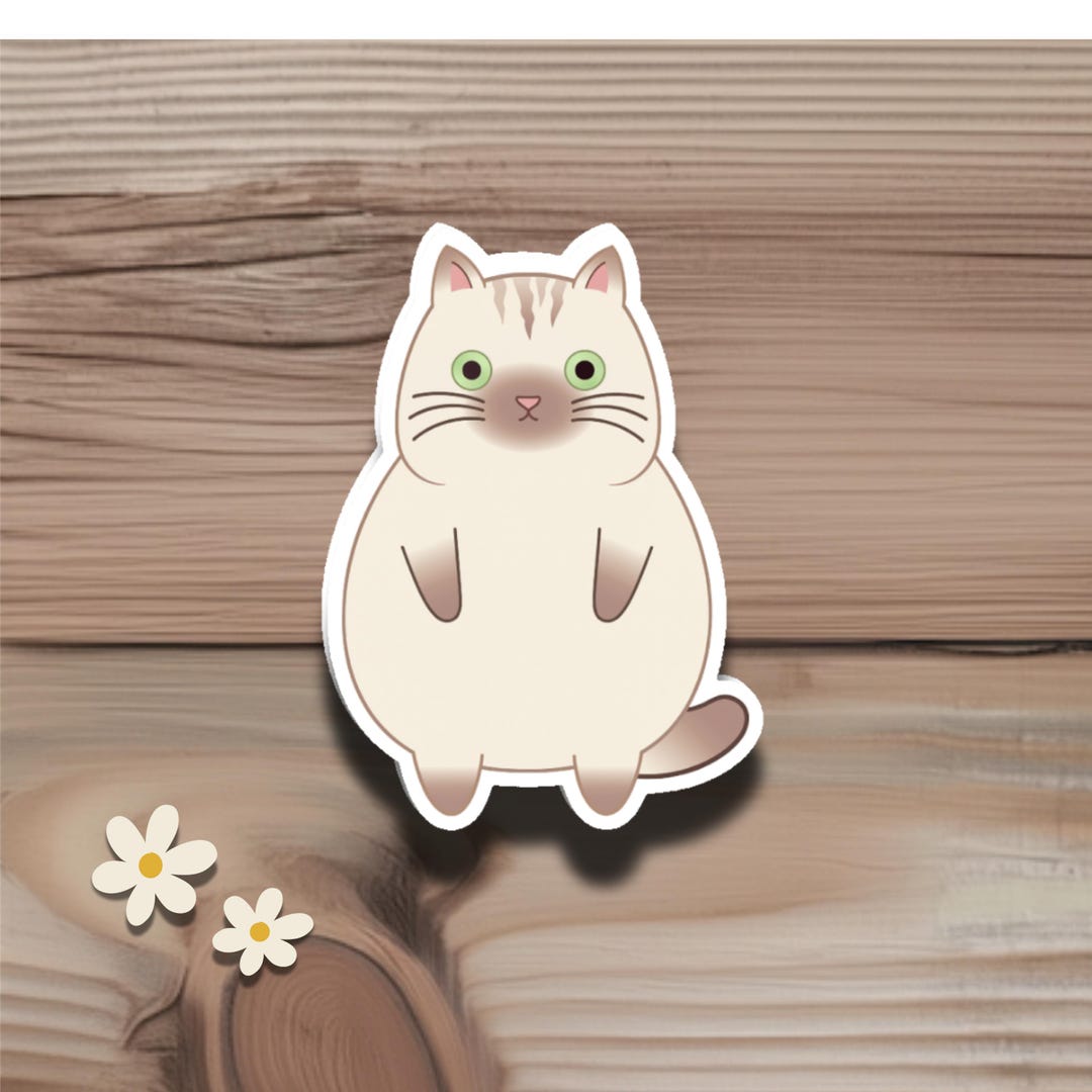 The Fat Cat Sticker Maple, Adorable Kawaii Vinyl Decal for Cat Lovers ...