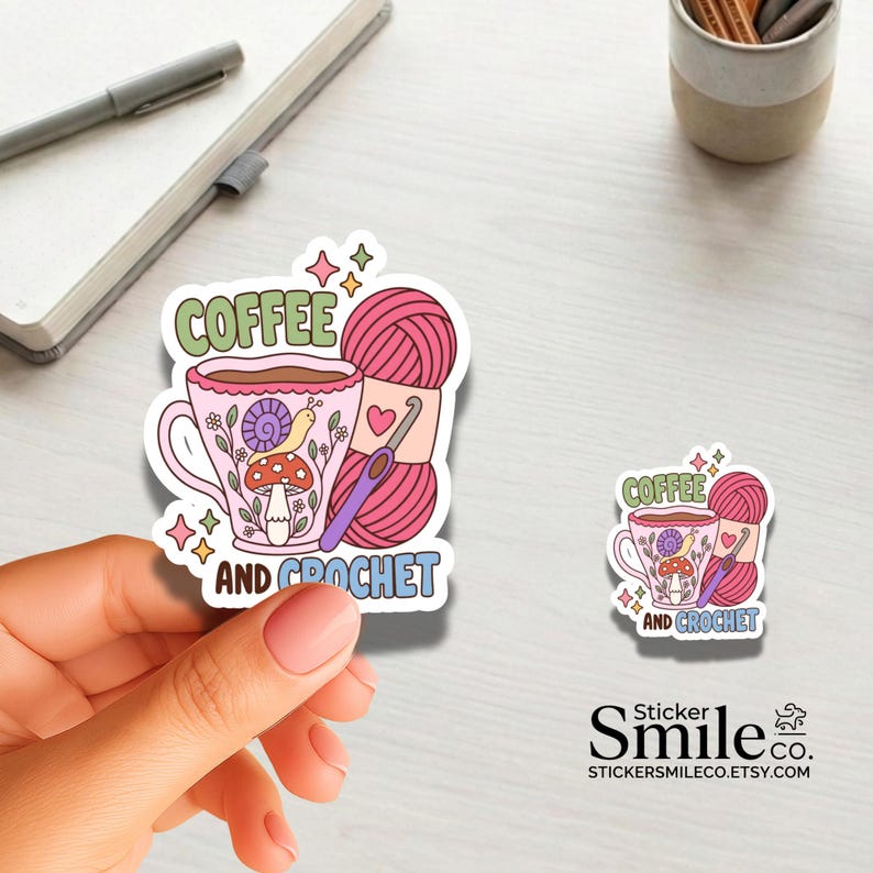 Coffee and Crochet Sticker | Crochet Lover Vinyl Decal - Etsy