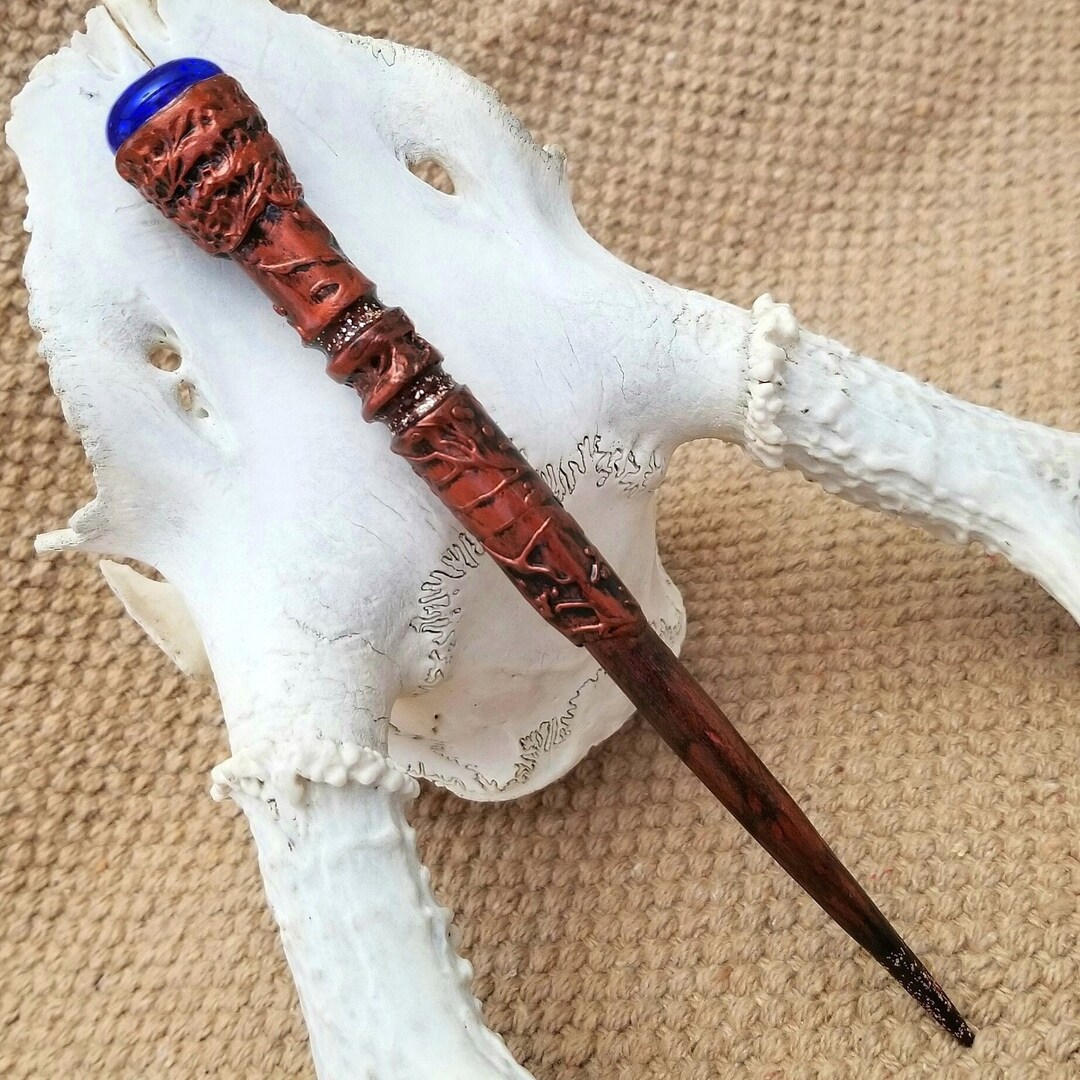 Crystal,wand,blue,copper,8 Inch,hand Made,ooak,healing Wand,oak,wiccan ...