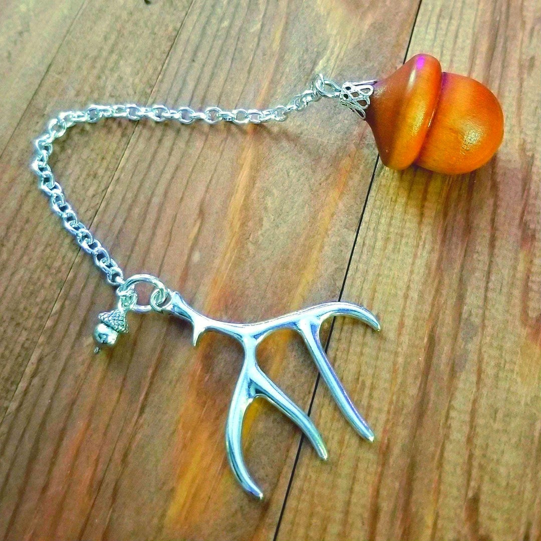 Druid Acorn Charm: Silver Antler, Oak Altar Decor - Etsy