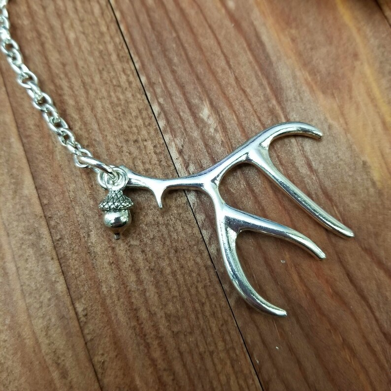 Druid Acorn Charm: Silver Antler, Oak Altar Decor - Etsy