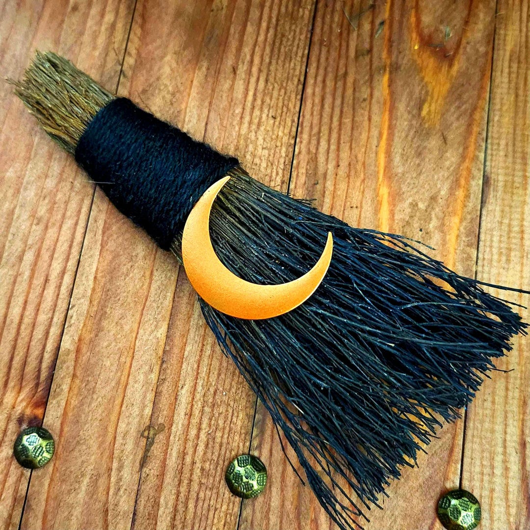 Copper Moon Witch Broom: Handmade Altar Besom, Pagan Decor - Etsy