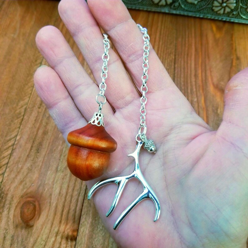 Druid Acorn Charm: Silver Antler, Oak Altar Decor - Etsy