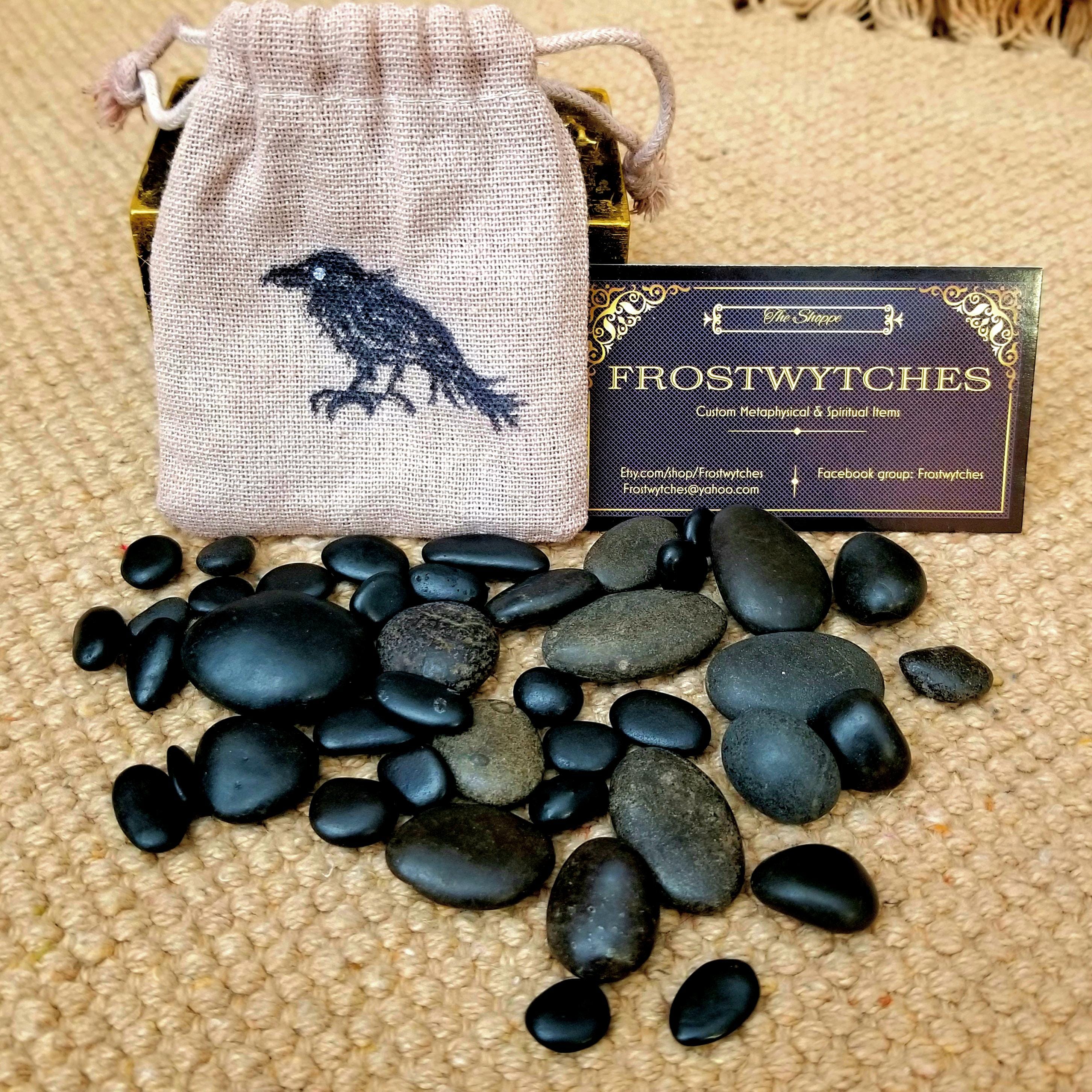 Crow Stones, Trinkets With Resin Crow, Organic Cotton Bag - Etsy