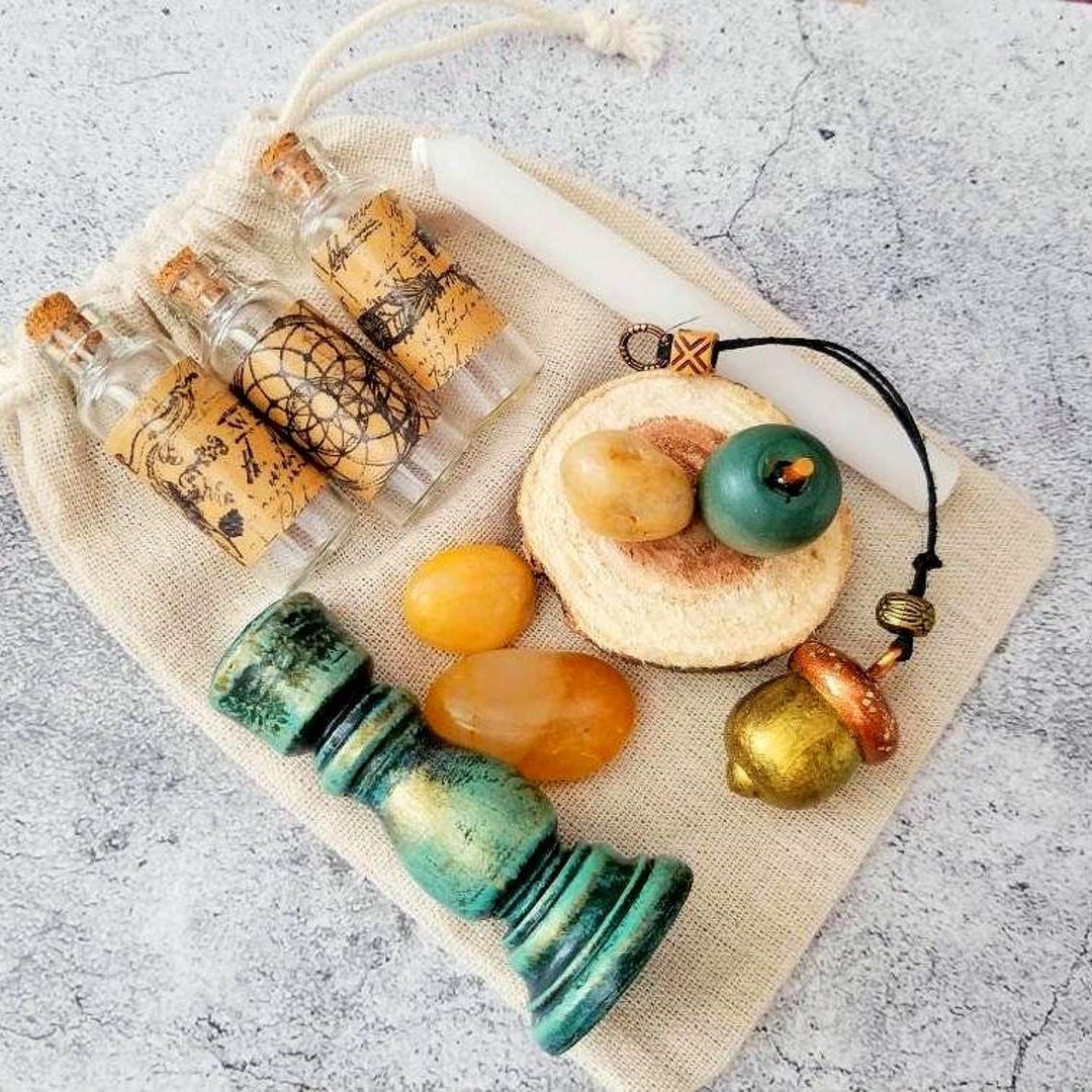 Druid Travel Altar Kit: Portable Pagan Altar With Candle & Jasper - Etsy