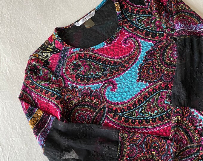 90s 2000s Vintage Peter Nygard Bright Paisley Layering Top | Colorful ...