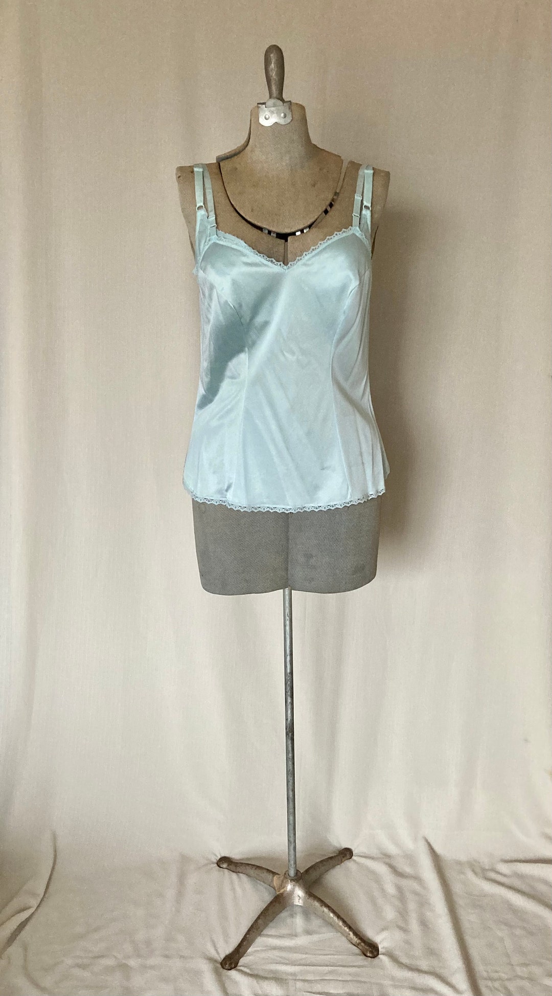 70s 80s Vintage Vanity Fair Nylon Bra and Camisole Set | Ice Blue Mint ...
