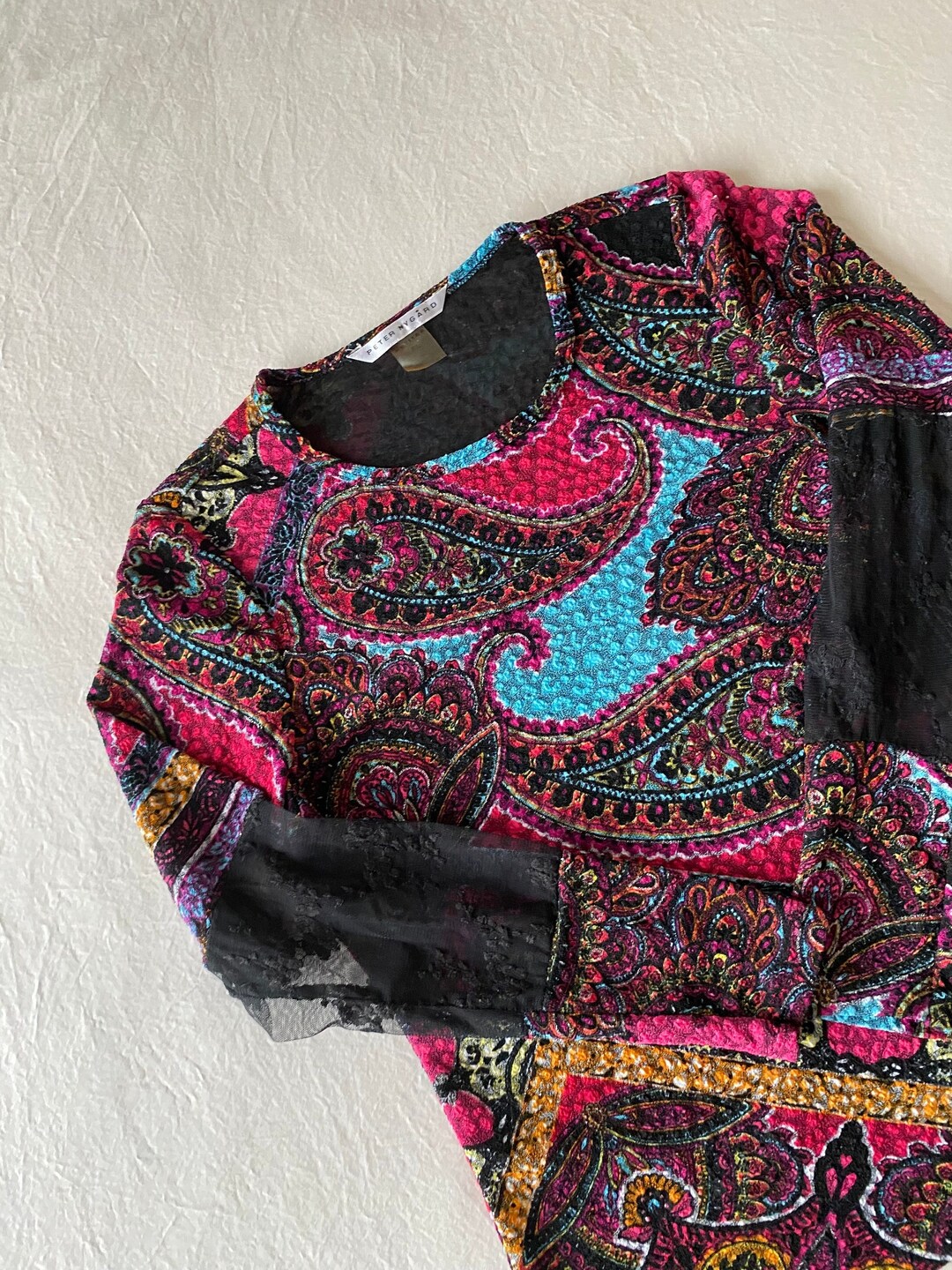 90s 2000s Vintage Peter Nygard Bright Paisley Layering Top | Colorful ...