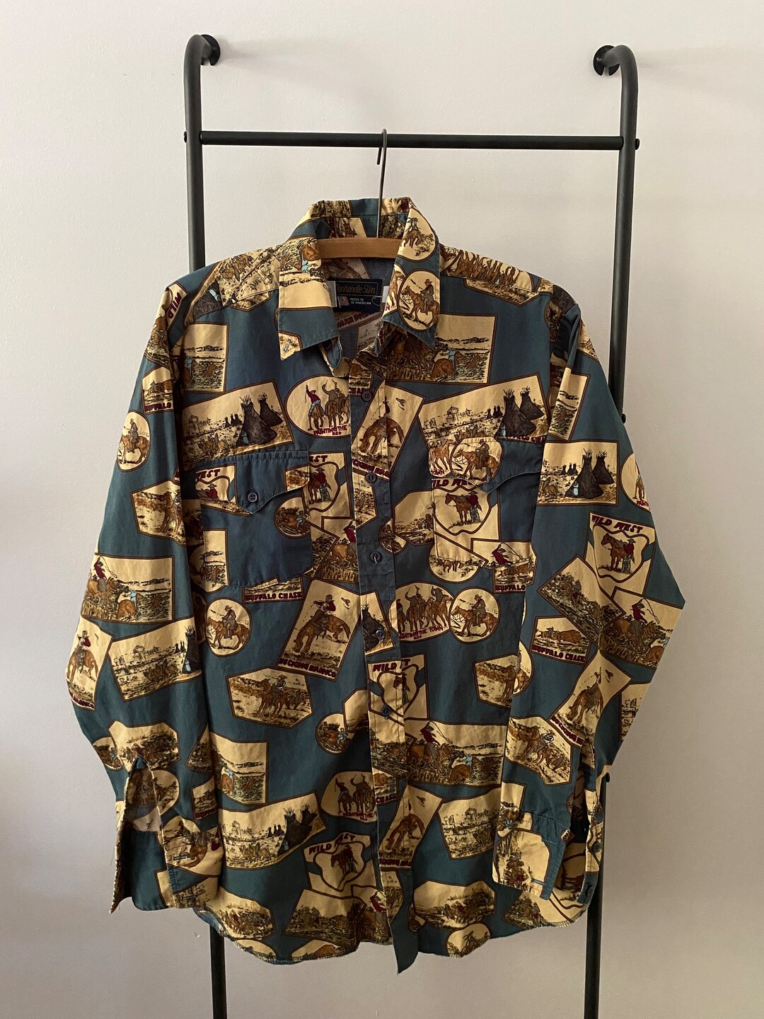 90s Western Panhandle Slim Cowboy Button Down Top Mens Rancher Style ...