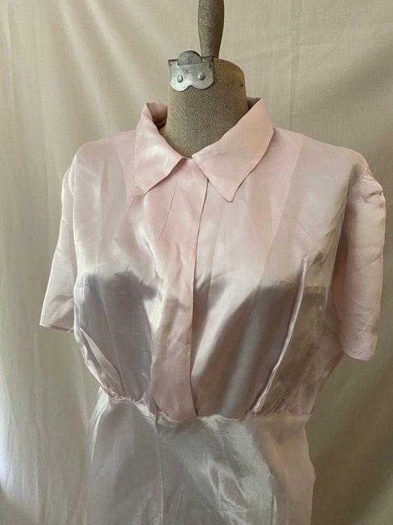 30s 40s Vintage Laros Pink Rayon Satin Floor Length N… - Gem