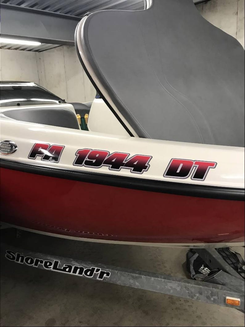 Gradient Color Boat Registration Number Decals | Set of 2 | 3" Tall ...