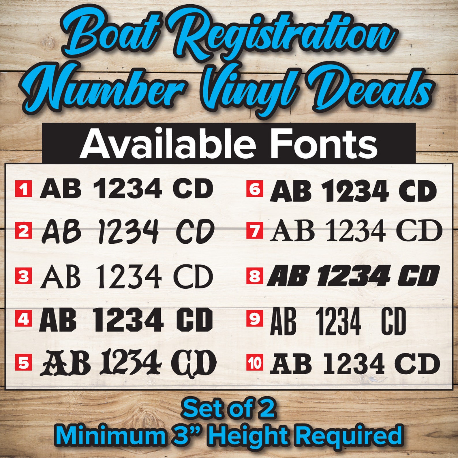 Boat Registration Number Decals. Includes Numbers for Each - Etsy