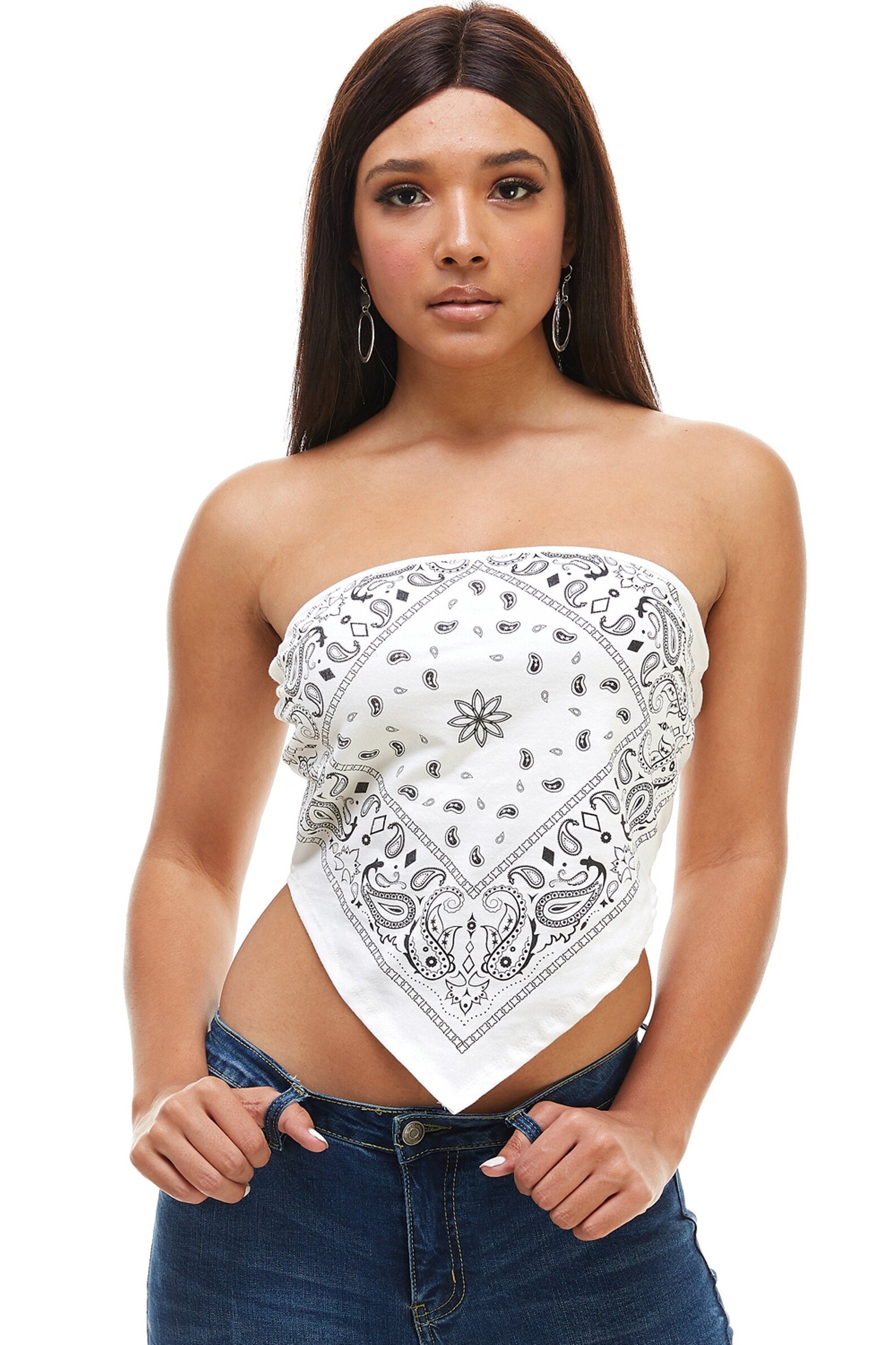 Doublefive Womens Bandana Top Sexy Paisley Crop And Slim Etsy