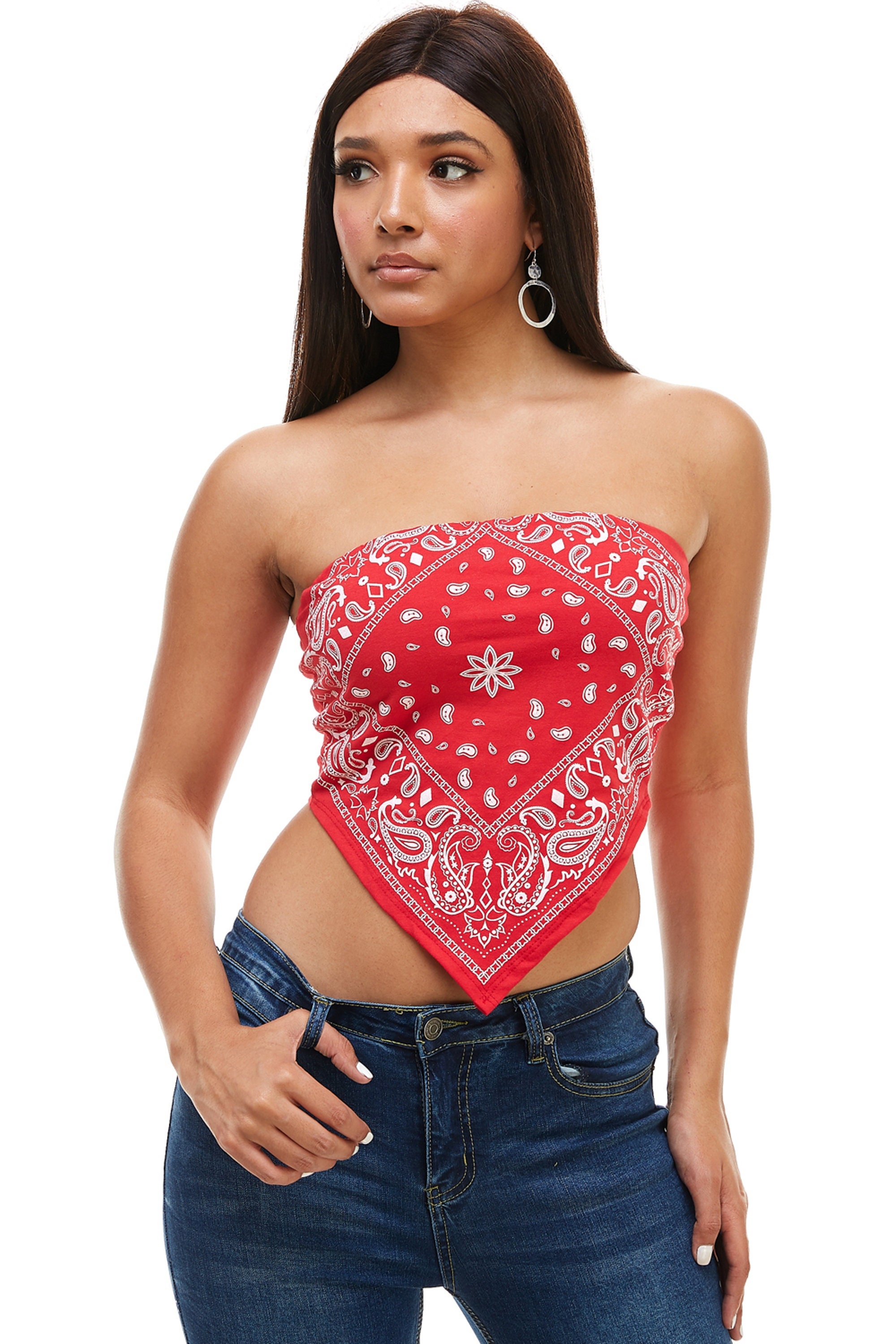Doublefive Womens Bandana Top Sexy Paisley Crop And Slim Etsy