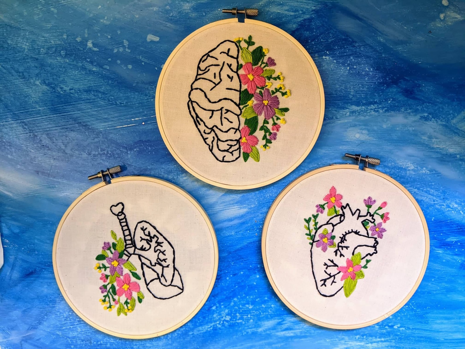 Anatomical Floral Heart Lungs and Brain Embroidery - Etsy