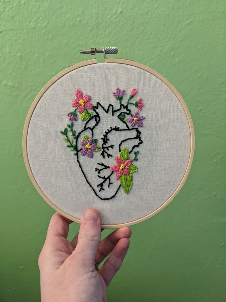 Anatomical Floral Heart Lungs and Brain Embroidery - Etsy