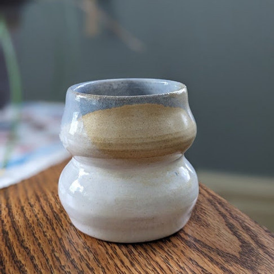 Handmade Bubble Tumbler White Clay and Blue Handmade Barware Artisan ...