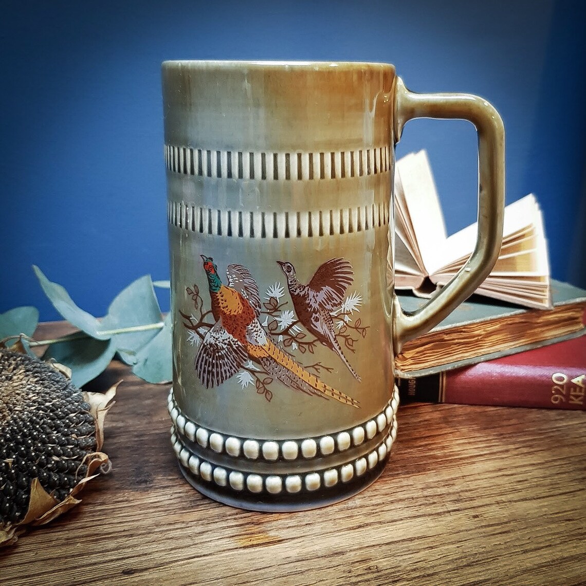 Vintage Irish Wade Pottery Stein / Tankard With Pheasant Motif C. 1950s ...