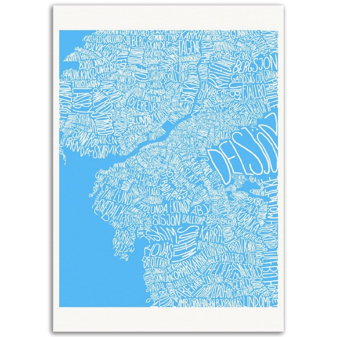 Göteborgskarta Blå / Map of Gothenburg Blue (museum Quality Poster) - Etsy