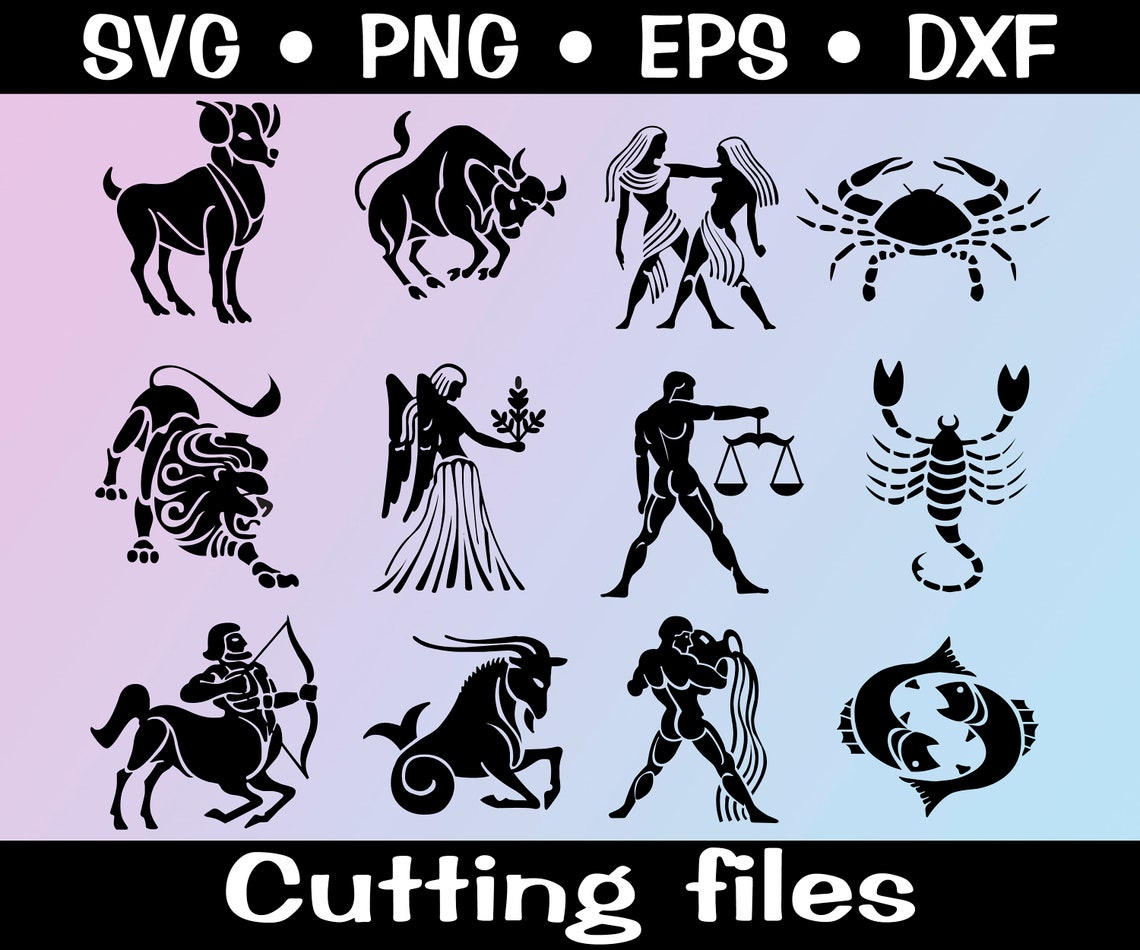 Signes du zodiaque SVG/ Astrologie Zodiac Signs Bundle svg/ Zodiac Sign ...