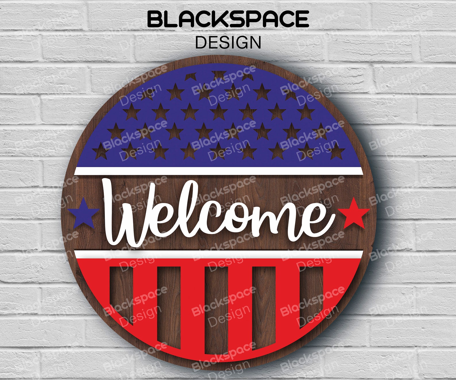 Patriotic Welcome Round Sign/ July 4th Door Decor SVG/ Independence Day ...