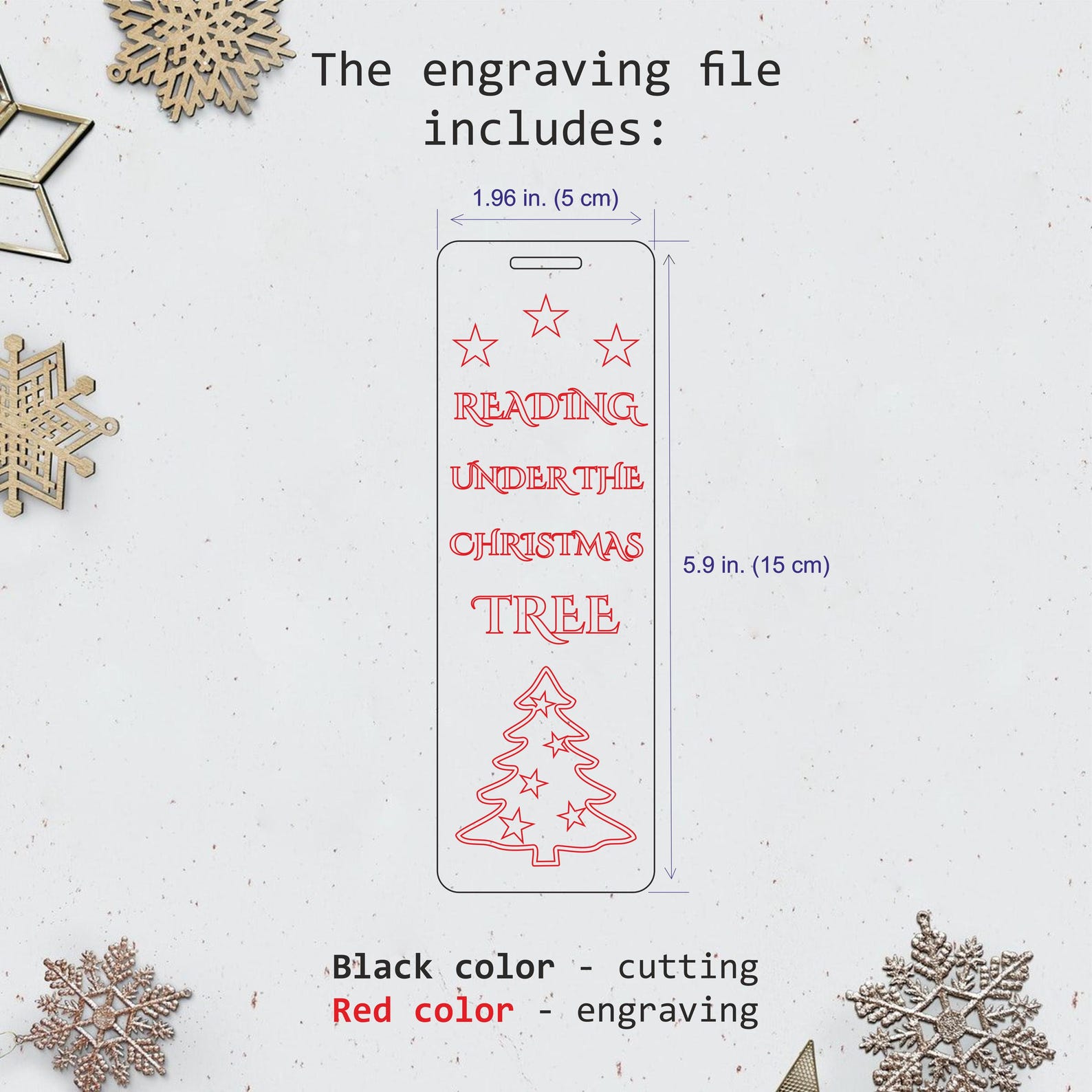 Christmas Bookmark SVG Bundle, Laser Cut Wooden Bookmark With Engraved ...