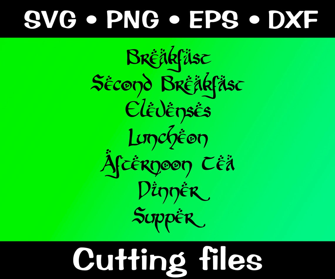 Hobbit Menu Vector/ Frodo Gandalf Vector Design SVG/ Lord of the Rings ...