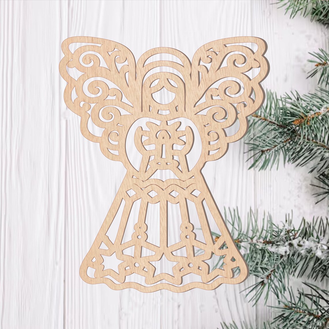Digital Angels Ornament SVG, Laser Cutting File, Wooden Angel Ornament ...