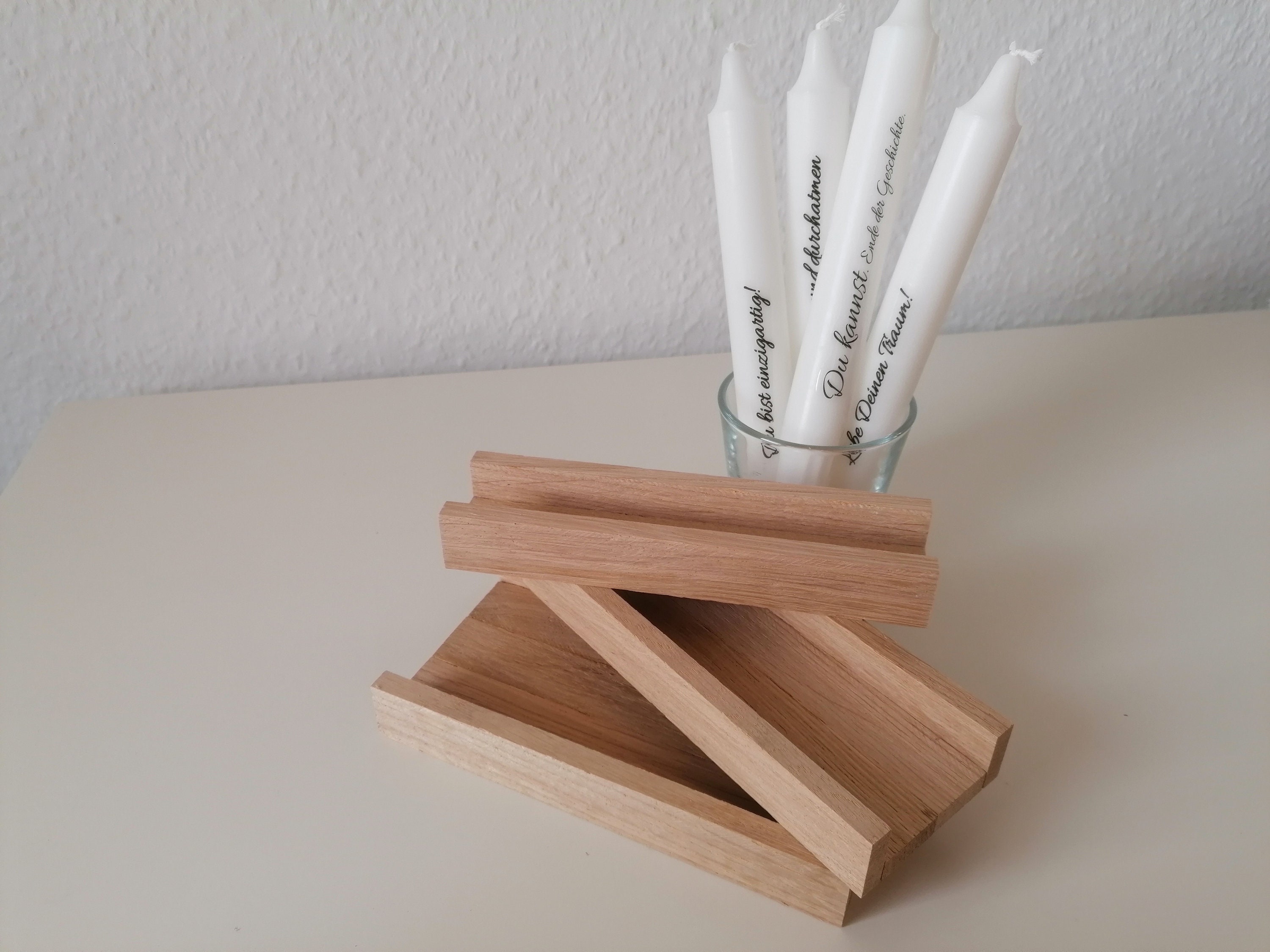 Kerzenverpackung Holz für Stabkerzen 1er, 2er, 3er Rohling ...