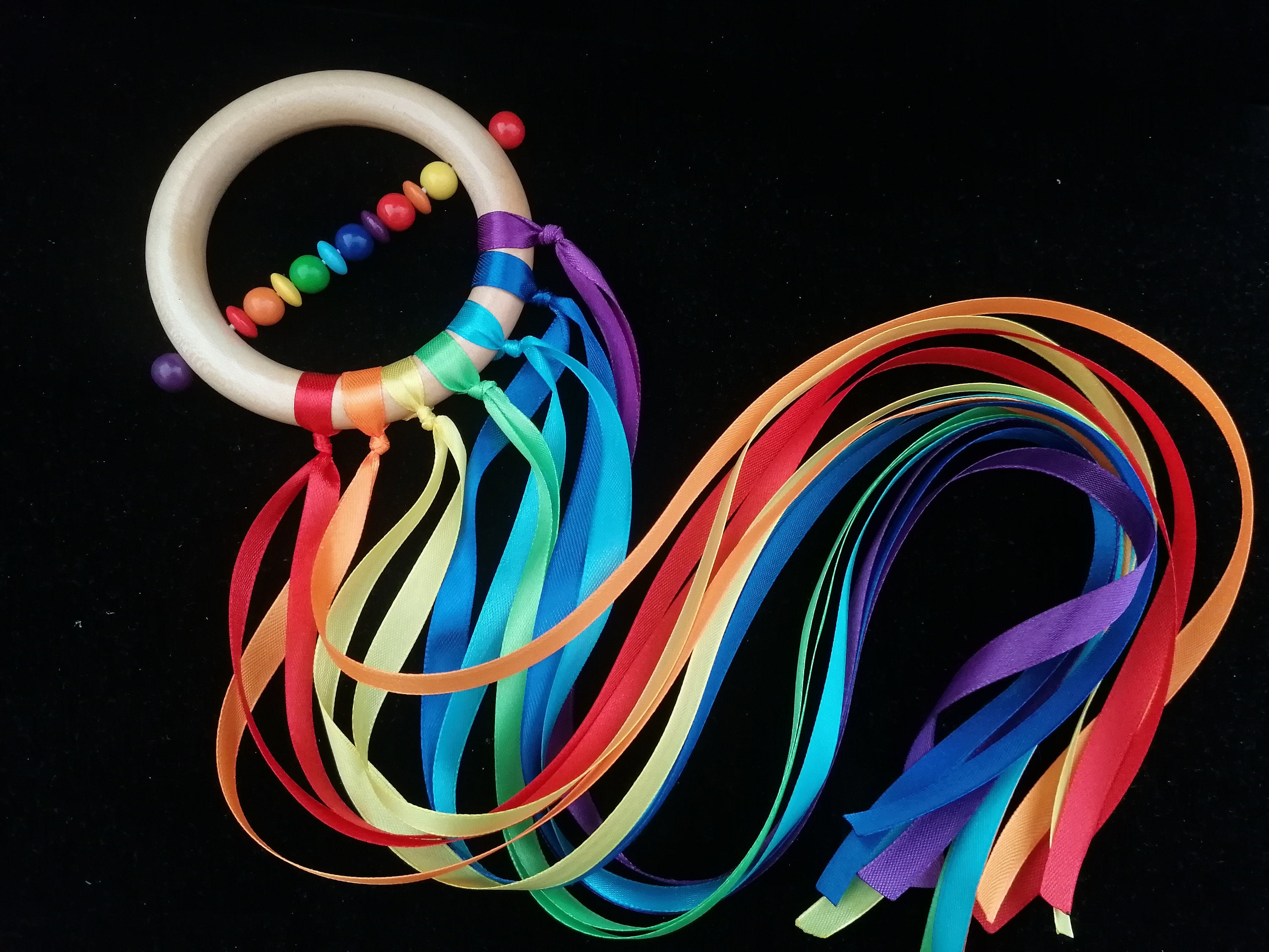 XL Dance Ring With Satin Ribbons / Hand Kite / Colorful - Etsy