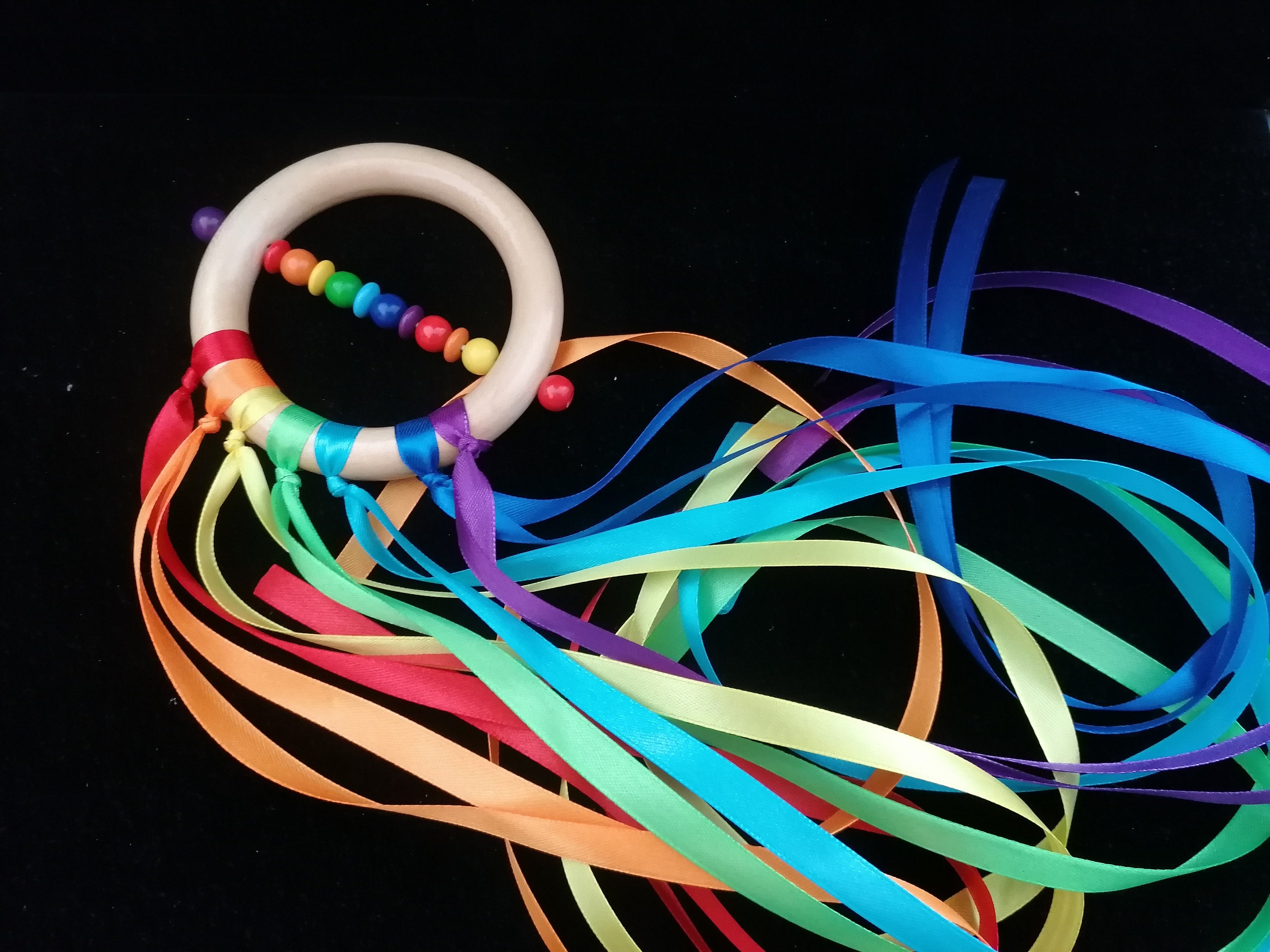 XL Dance Ring With Satin Ribbons / Hand Kite / Colorful - Etsy