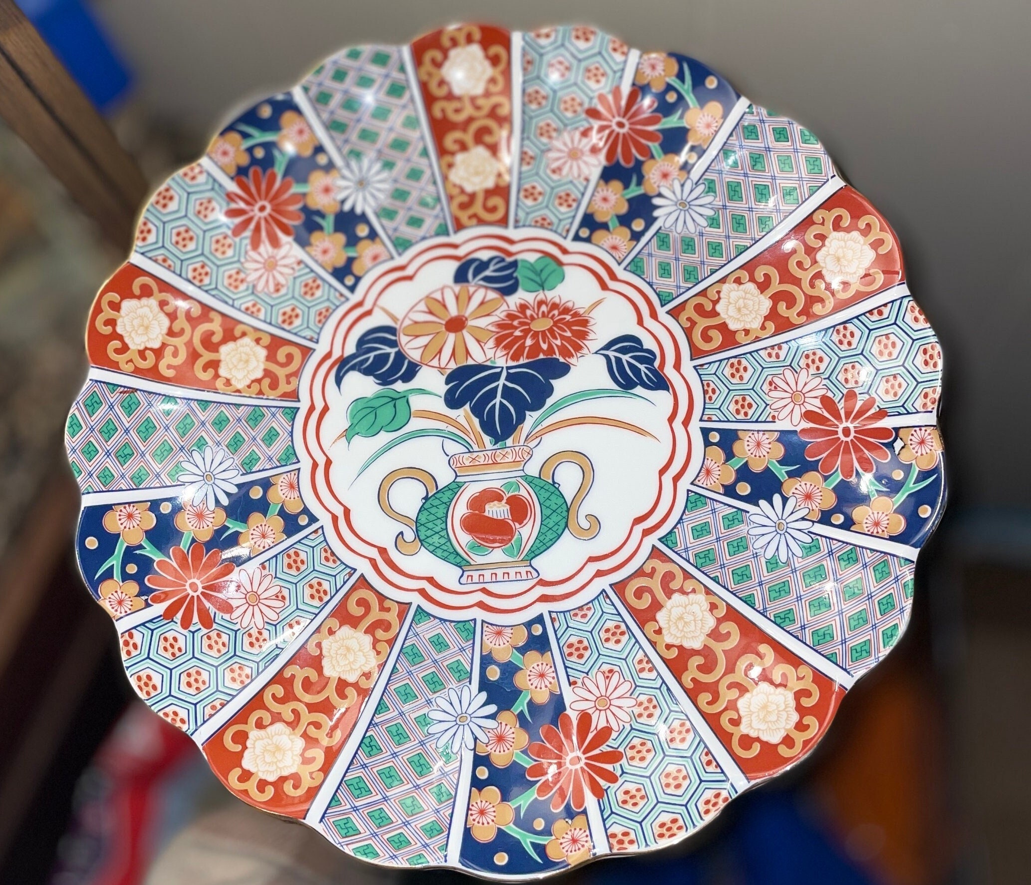 Arita Imari Reproduction Design Scalloped Edge Platter Plate 12 Ornate ...