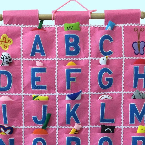 ABC Alphabet Wall Hanging PINK Educational Chart Toddler | Etsy