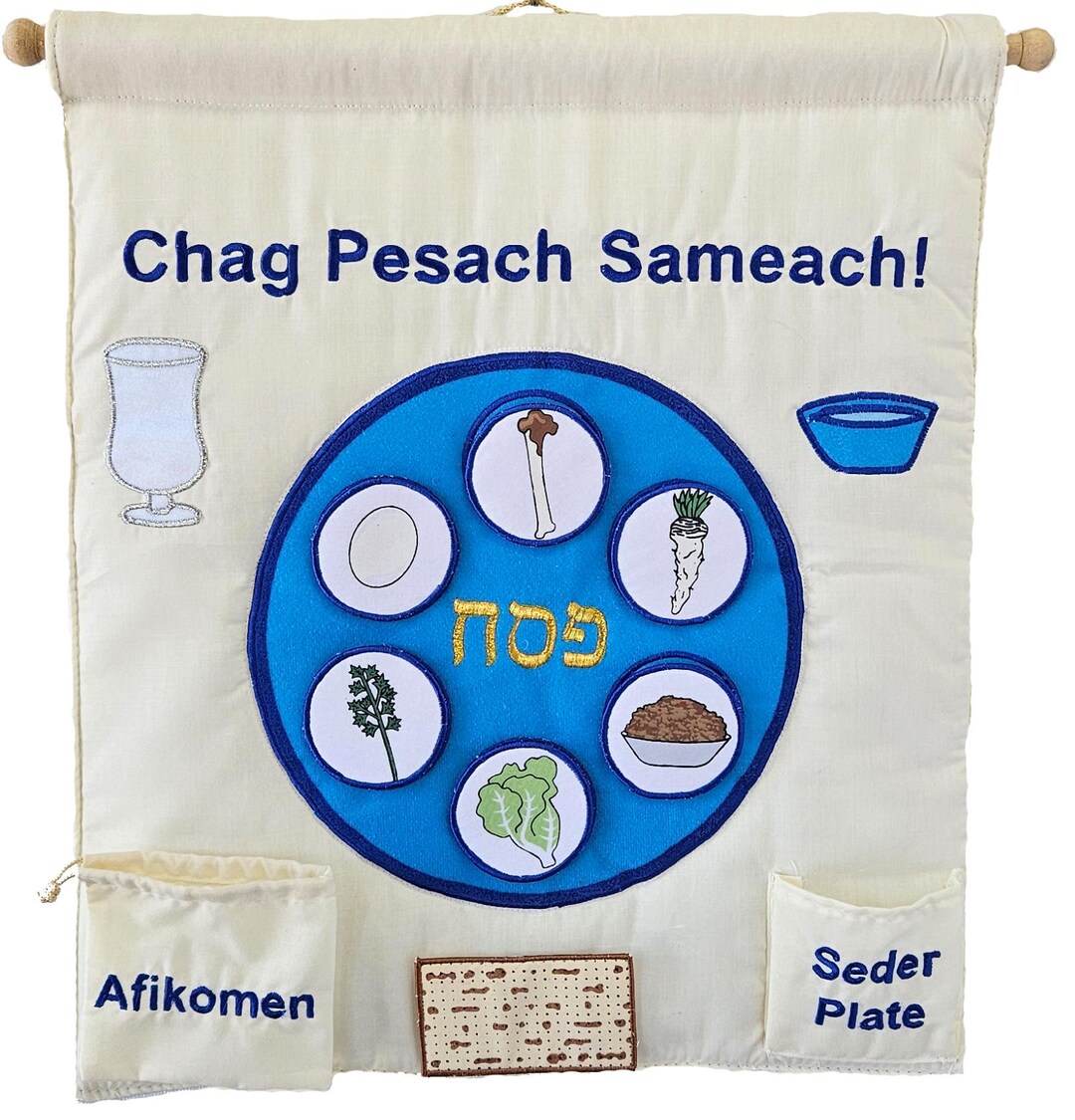 Jewish Passover Seder Plate Fabric Family & Kids Wall Hanging by ...