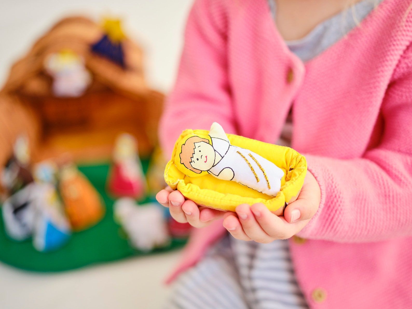 Christmas Nativity Manger Holiday Creche Jesus Soft Fabric Play Set ...