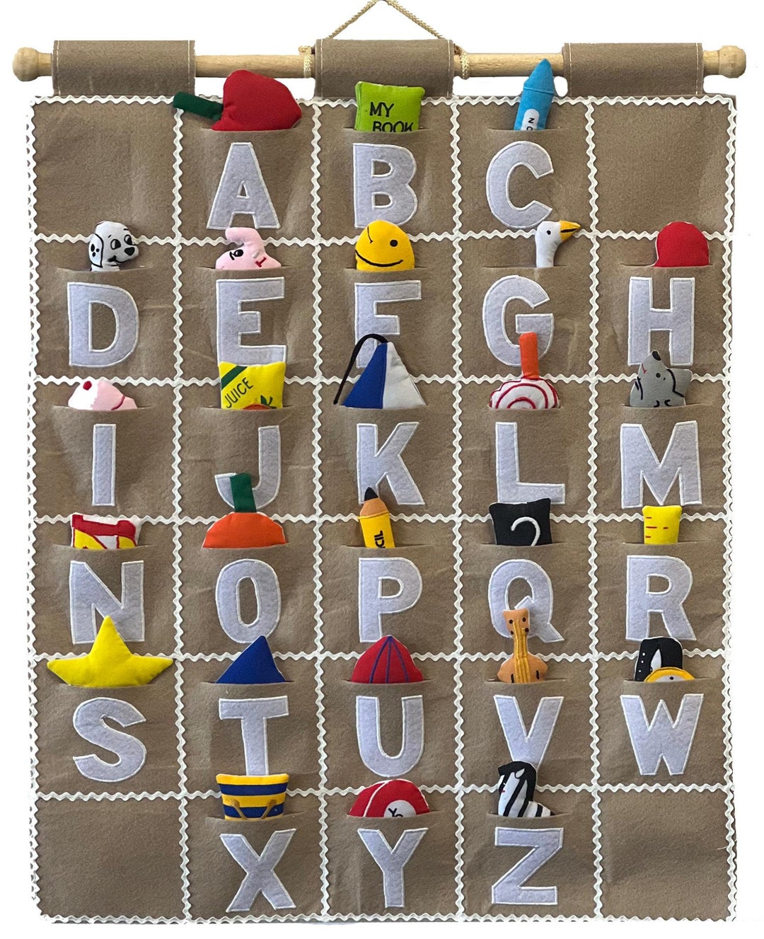 ABC Alphabet Wall Hanging (tan) Early Education Chart for Toddler ...