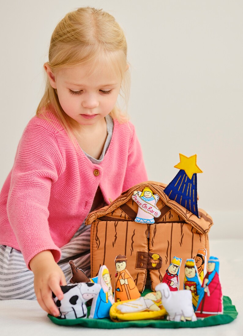 Christmas Nativity Manger Holiday Creche Jesus Soft Fabric Play Set ...