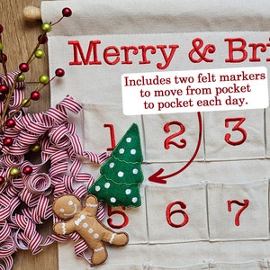 Canvas Merry & Bright Christmas Advent Countdown Calendar Reusable Wall ...