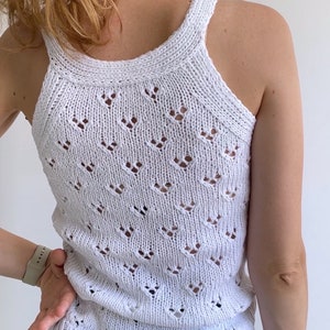 Beige Pure Linen Knitted Top Handknit Natural Linen Tank Top Cotton ...