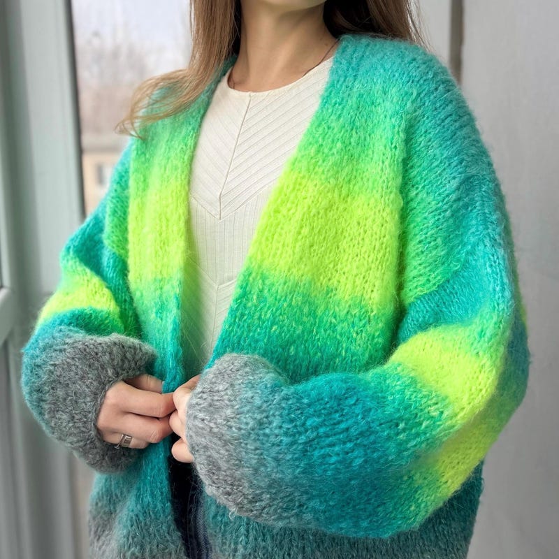 Neon Knit Cardigan - Etsy