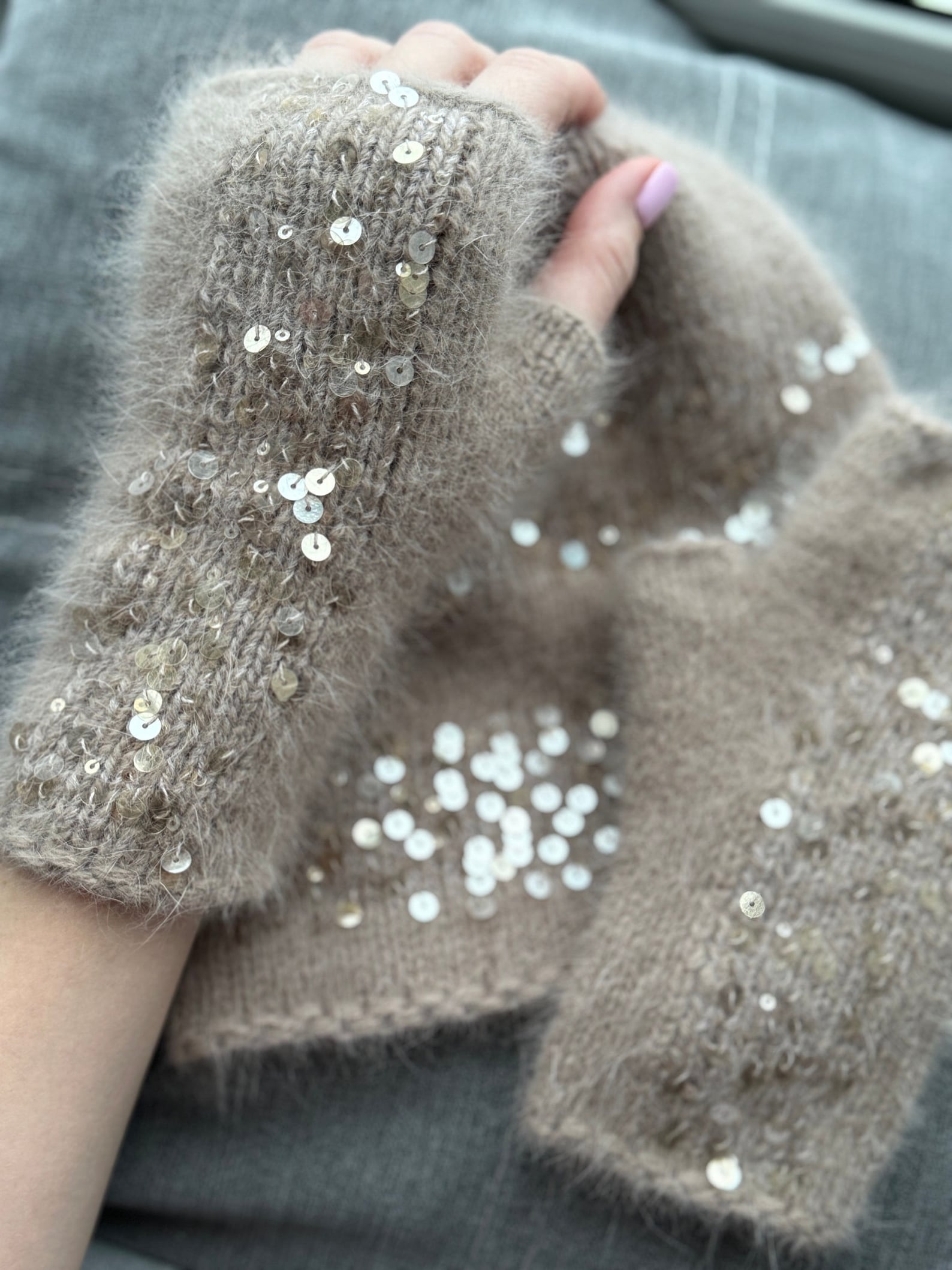 Hand Knitted Fluffy Angora Mittens and Hat Set Angora Hand Warmers ...