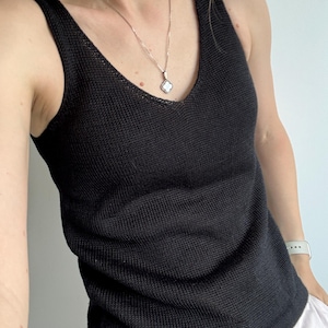 Beige Pure Linen Knitted Top Handknit Natural Linen Tank Top V-neck ...