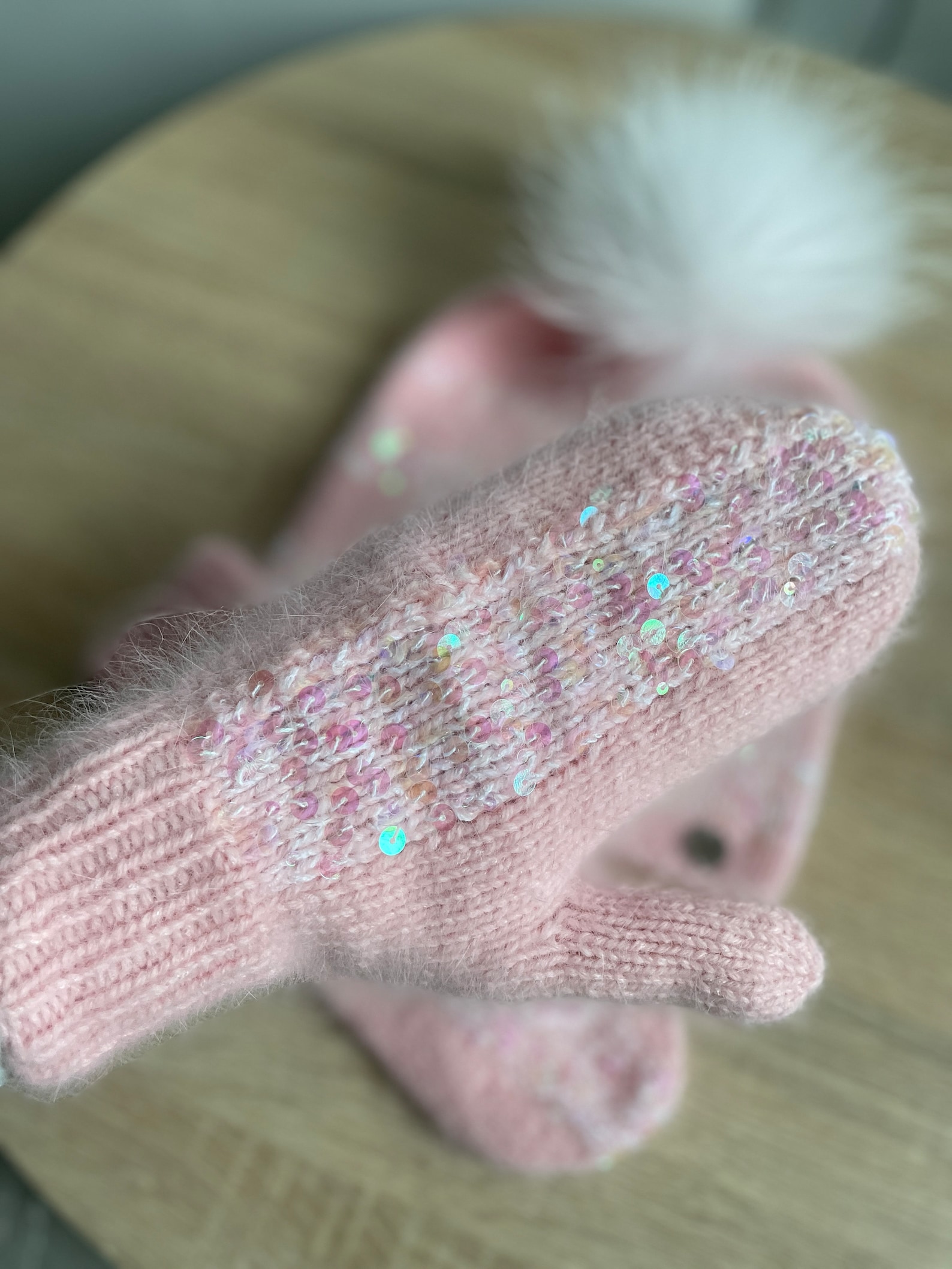 Hand Knitted Fluffy Angora Mittens and Hat Set Angora Hand Warmers ...
